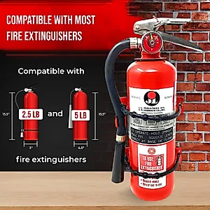 Fire Extinguisher Mounting Bracket Heavy Duty Wall Mount Bracket for 2.5 lb & 5 lb Fire Extinguishers - Mount in Your Car, Boat, or Off-Road Vehicle - Fits Most Popular Brands (Pack of 1)