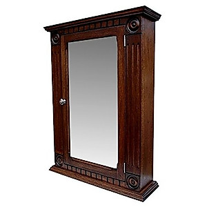 Rosette Dark Walnut Medicine Cabinet/Solid Wood & Handmade/Surface Mount