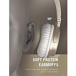 Nasuque Wired Headphones with Microphone, Portable Foldable Headsets with Stereo Bass, Noise Isolating and Adjustable Headband for Home Office Travel (Gold)