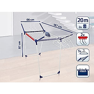 Leifheit Pegasus 200 Solid Comfort Laundry Dryer, 20m with peg Bag, Blue/White