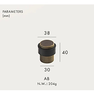 Metal Workz Hardware Modern Floor Mount Door Stop Solid Brass Knurled Textured Rubber Door Stopper (Satin Brass)