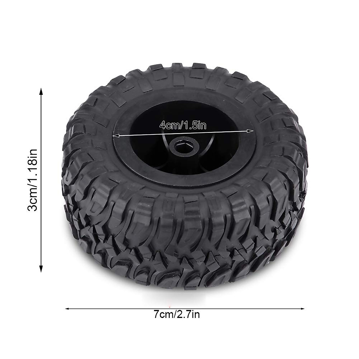4PCS 1/16 RC Crawler Truck Rubber Tires, Big Grip Remote Control Off Roader Car Sipe Tire 7cm / 2.76inch Diameter