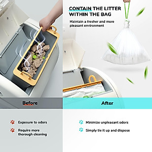 Bilibara 65 Count Drawstring Litter Box Liner Bags for Auto Self-Cleaning Litter Box, Extra Thick Leak Proof Cat Litter Replacement Waste Bags, Unscented, 18.1"W x 15.7"H, 3.5 Gal