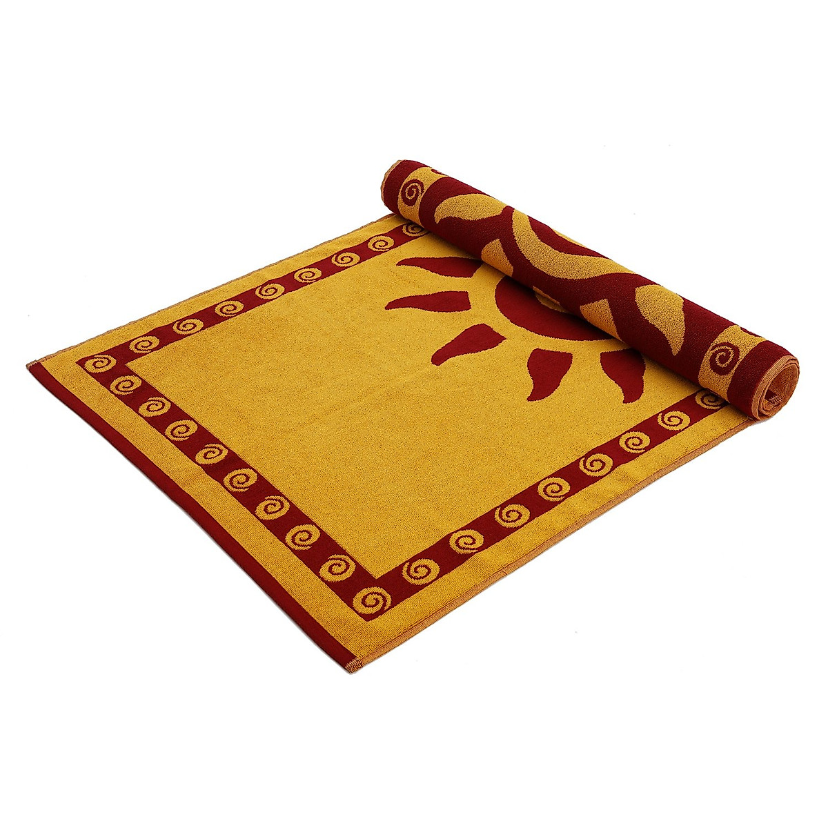 Arus Jacquard Woven Turkish Terry Cotton Beach Towel, Sun, Gold, 36x64