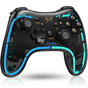 ELISWEEN Switch Controller for Nintendo Switch/OLED/Lite, Replacement for Nintendo Switch Pro Controller Support PC & Android/iOS with Cool RGB LED, Wireless Switch Controller with Turbo,Vibration