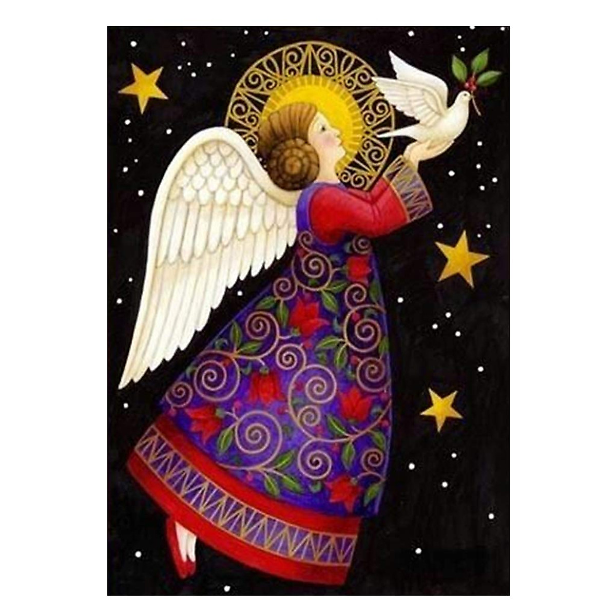 DIY 5D Square Diamond Painting by Number Kit, Angel Paint by Sticker Rhinestone Embroidery Kits for Adults Cross Stitch for Children Supply Arts Craft Canvas Wall Decor Stickers Home 12x16 inches