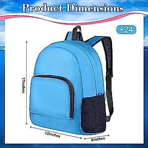 Reginary 24 Pcs Backpack 17" Backpacks Foldable Lightweight Bookbags Student Outdoor Travel School Book Bag with Storage Bag (Blue)