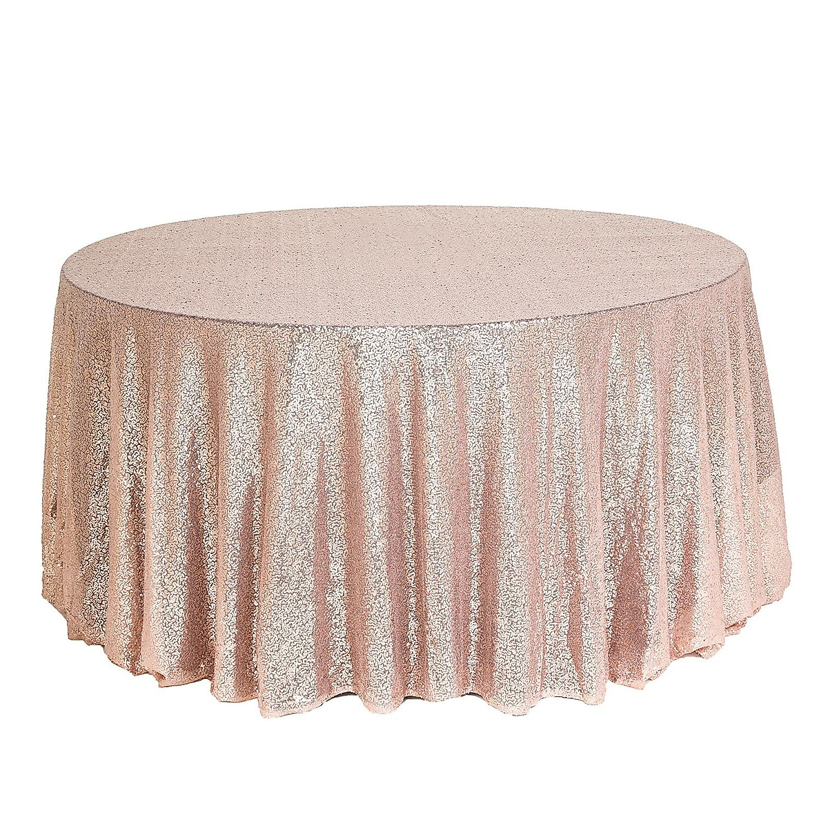 Tableclothsfactory 132" Wholesale Premium Table Cover Sparkly Sequin Round Tablecloth for Wedding Banquet Party Home Decor - Rose Gold