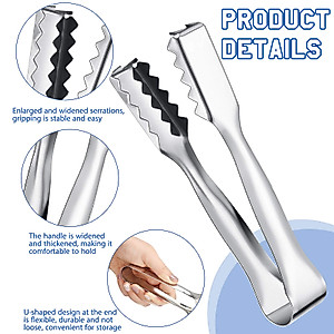 Mimorou 2 Pieces 6.2 inch Stainless Steel Ice Tongs for Ice Bucket Ice Cube Serving Tongs with Teeth for Cocktails Whiskeys Kitchen Food Serving