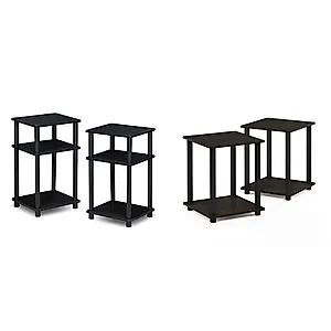 Furinno Just 3-Tier End Table and Simplistic Set of 2 End Table Bundle (2-Pack)