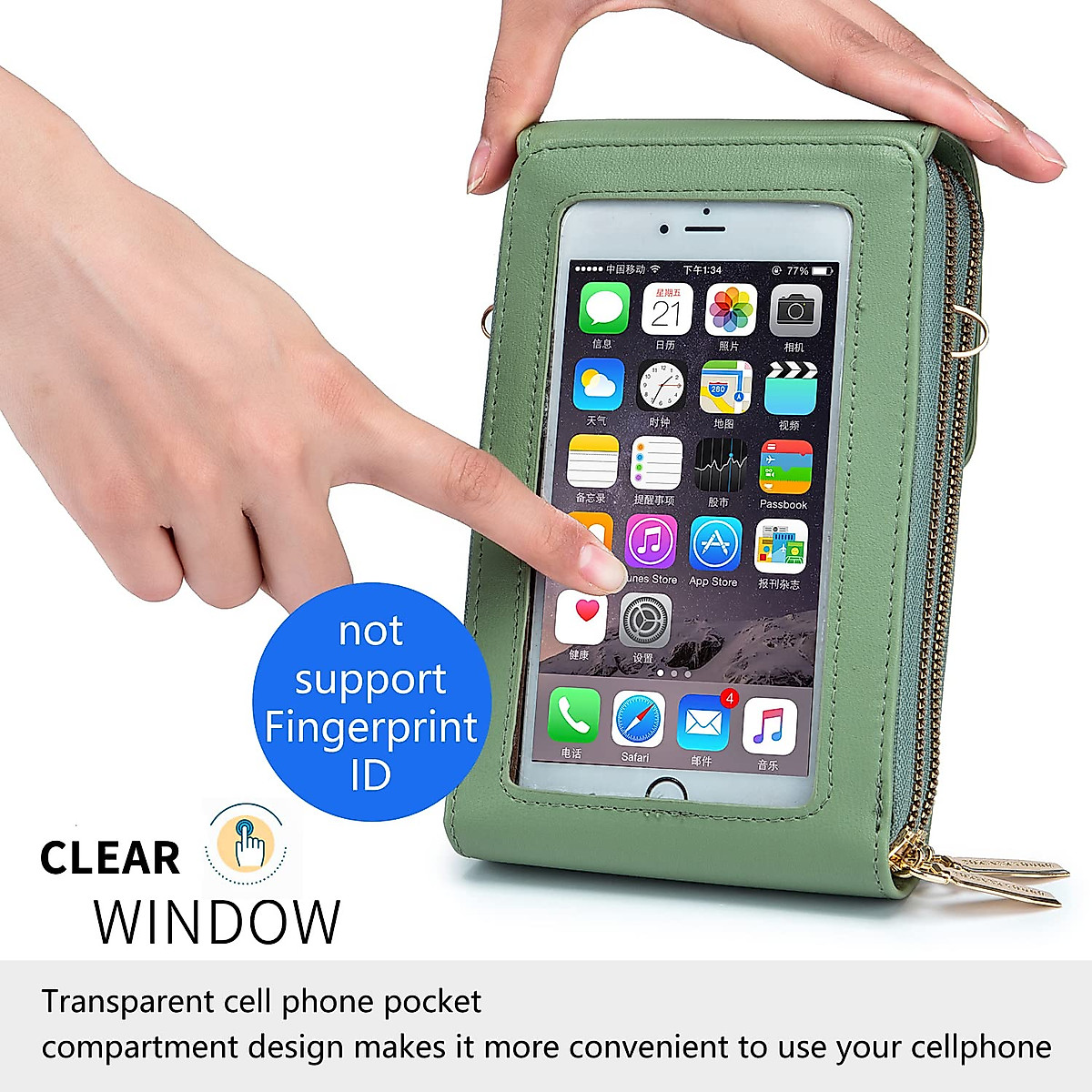 Roulens Small Crossbody Cell Phone Purse for Women, Touch Screen Bag Shoulder Handbag Wallet with Credit Card Slots