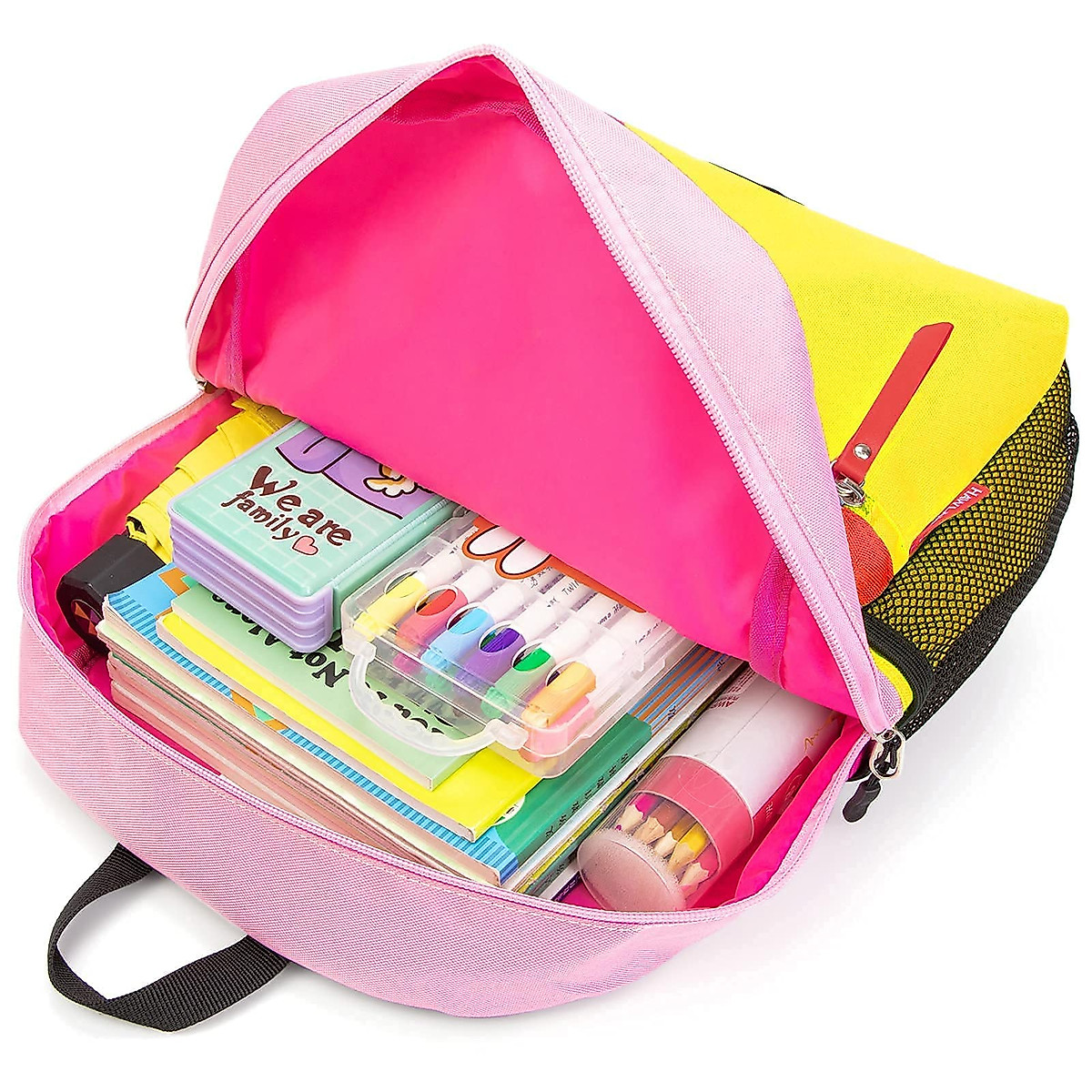 HawLander Preschool Backpack for Toddler Girls, Kids School Bag, Ages 3 to 7 years old, Small, Pink Yellow