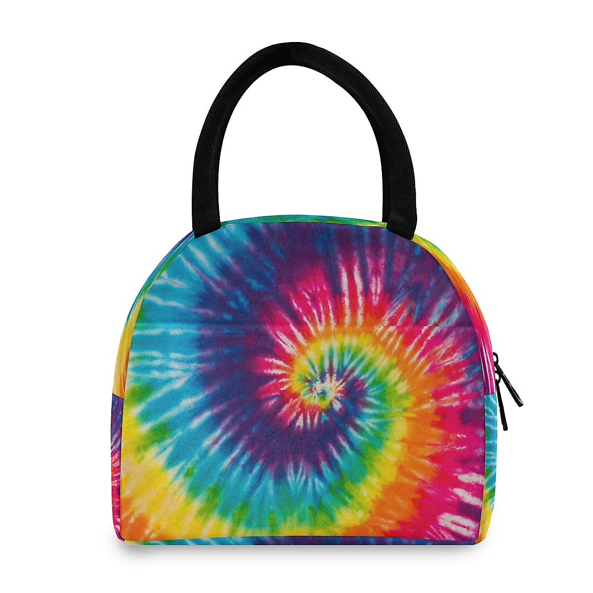 AUUXVA Lunch Box Bag, Abstract Swirl Tie Dye Rainbow Insulated Lunchbox Cooler Lunch Container Portable Tote Bag Handbag for Women Men Boy Girl