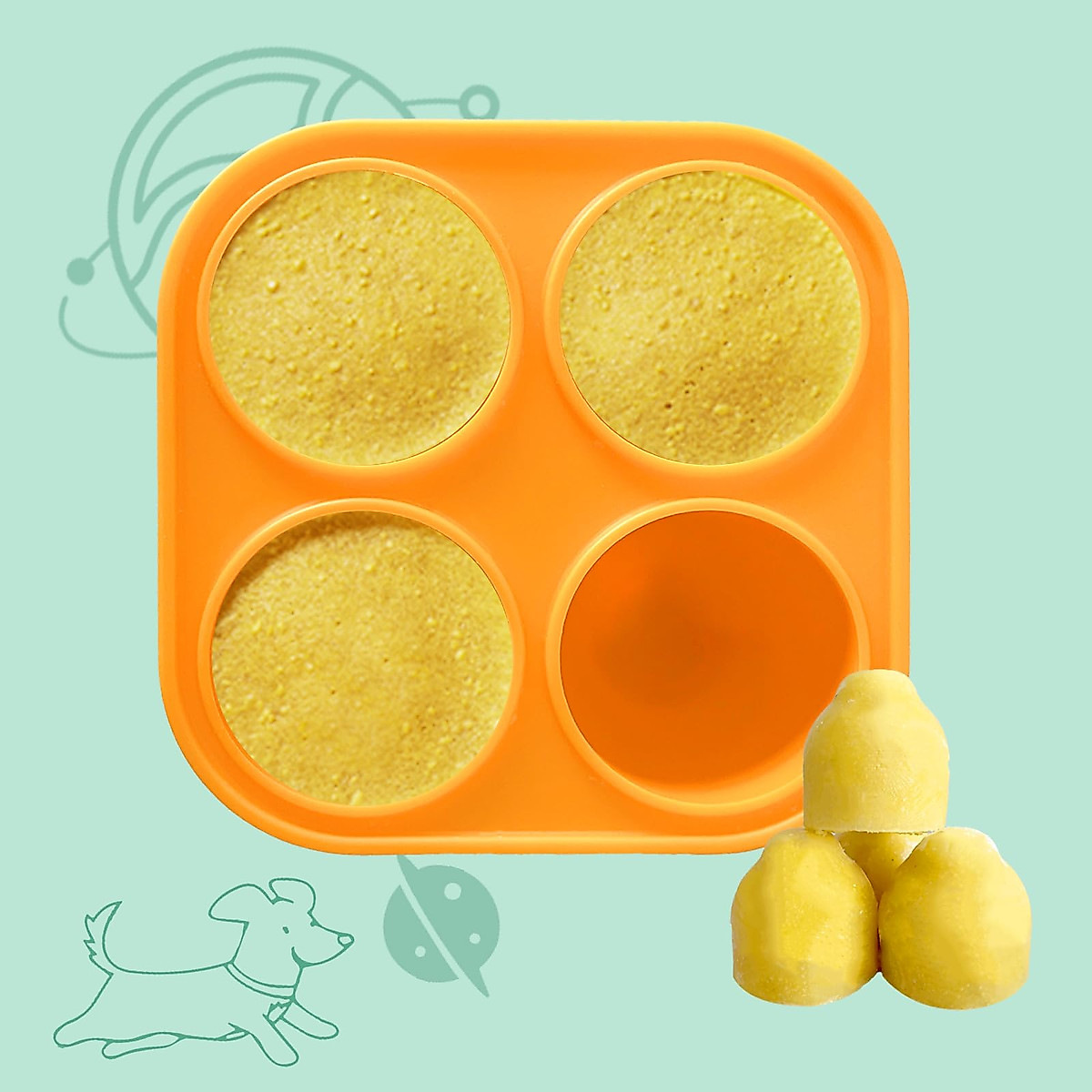 Baitedelai Dog Chew Toys,Treat Tray for Frozen Dog Food,Long-Lasting Durable Fillable Dog Treat Dispensing Dog Toy,Freezable Fillable Rubber Dog Toys with Silicone Treat Tray (Treat Mold)