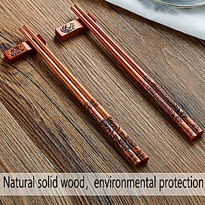 CAEKAIGTA Chopsticks Reusable, Wooden Dragon and Phoenix Chopsticks, Reusable Chopsticks Dishwasher Safe,Chopsticks Set Gift Box packaging（2 pairs）