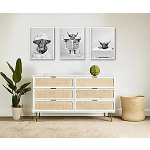 Cow Bathroom Poster Wall Art Print,Black and White Cute Funny Cow Canvas Posters Farmhouse Bathtub Bathroom ,Wall Art Canvas for Living Room, Bathroom, Bedroom, Kids Bathroom Decor,Gift.Set of 3(Unframed,8”X10”inches).