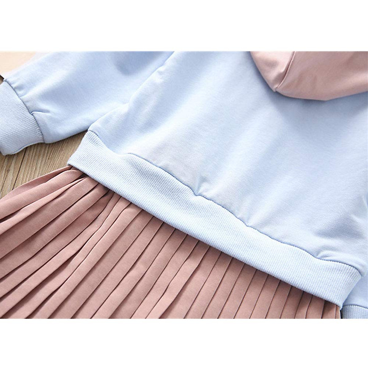 HZYBABY Baby Girls Long Sleeve Princess Skirt Dress for Toddler Swing Casual Hoodie Sweatshirt Dress Knee Length Blue, 3T