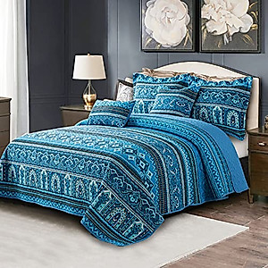 BEDIFANY King Size Quilt, Cotton King Quilt Bedspread Sets,Soft Lightweight Quilted Coverlets Farmhouse Bedding Sets for Bed Decorations for All Seasons 6 Pieces