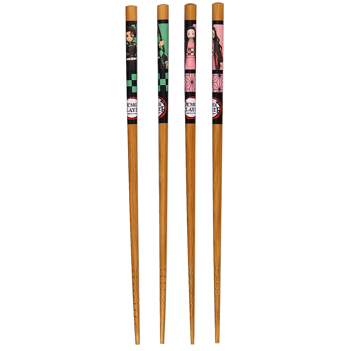 Demon Slayer Set Of 4 Collectible Anime Bamboo Chopsticks 8.85 Inches Long Gift Set