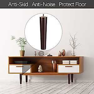 TURSTIN 8 Pieces Furniture Legs 10 Inches Round Solid Wood Furniture Feet Couch Legs Sofa Legs Replacement Legs for Armchair, Cabinet, Chair, Dresser or Home DIY Projects, Brown
