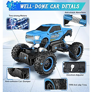 DOUBLE E 1/12 Scale Remote Control Monster Trucks - 2.4Ghz Off Road RC Trucks, Toys Gifts for Boys Age 6-10