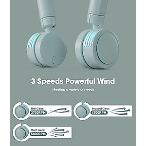 LEMOISTAR Portable Neck Fan, Hands Free Bladeless Fan, 360° Cooling Personal Fan, Battery USB Rechargeable 3 Speed Adjustable Wearable Fan for Outdoor Indoor Office Travel Sports Women(Blue)