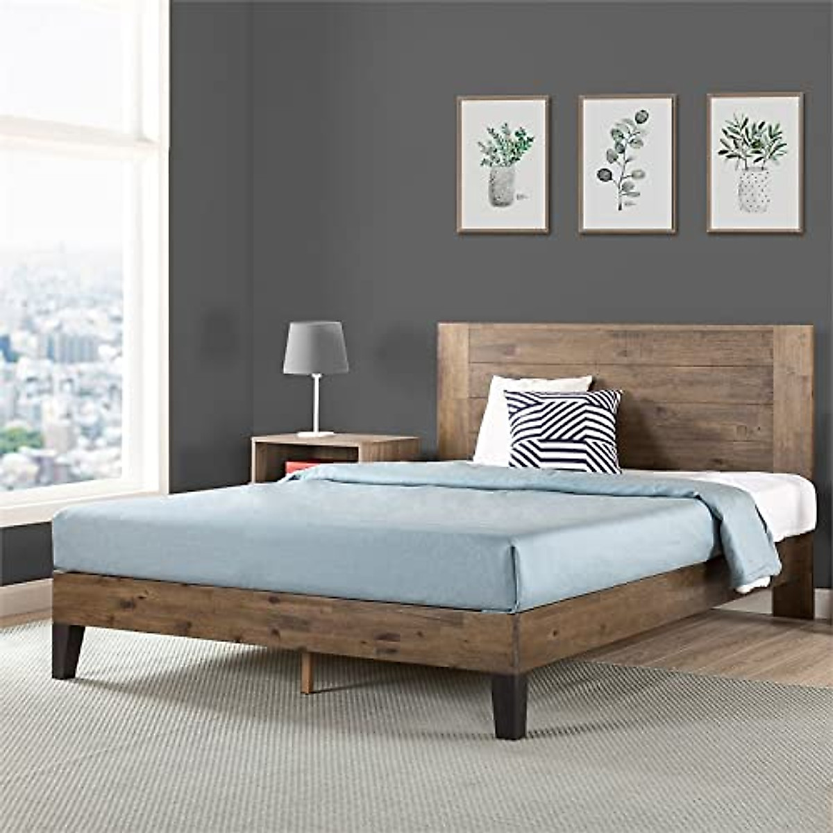 ZINUS Tonja Wood Platform Bed Frame with Headboard / Mattress Foundation with Wood Slat Support / No Box Spring Needed / Easy Assembly, Queen
