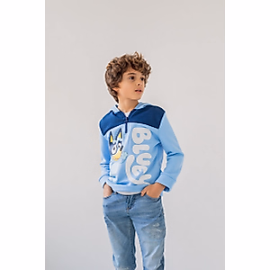 Bluey Little Boys Fleece Half Zip Hoodie 7-8 Blue