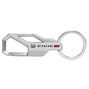 iPick Image Compatible with Honda Civic Si Silver Carabiner-Style Snap Hook Metal Key Chain