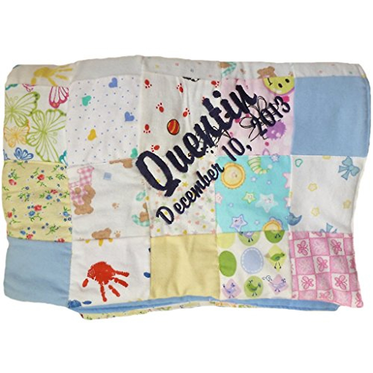 Custom Embroidered, Personalized, Cotton Flannel Patchwork Quilt