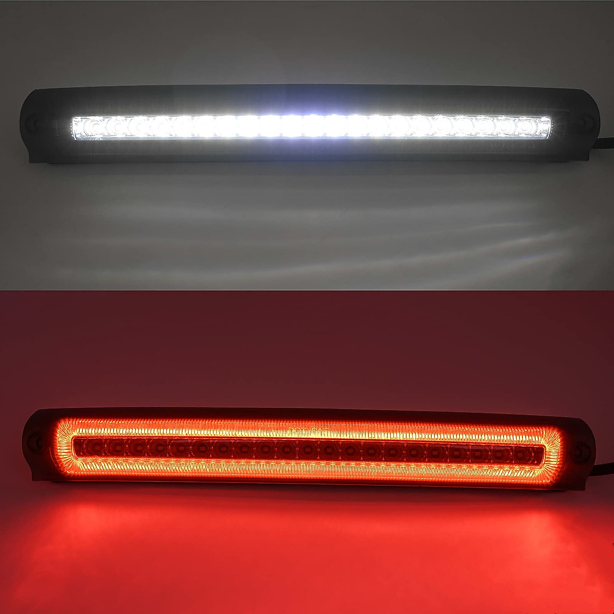 NSLUMO Led Third Brake Light Replacement for 1997-2003 F150 F250 2000-2005 F'ord Excursion Euro Smoked Lens Red LED Strobe 3rd Brake Center High Mount Stop Lamp White Cargo Light Kit OEM FO2890102