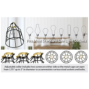 Newhouse Lighting WLG1B-4 Cage for Pendant, Lamp Holder, Ceiling Fan Light Bulb Covers Vintage Open Style Industrial Grade Adjustable, 4 Count (Pack of 1), Black
