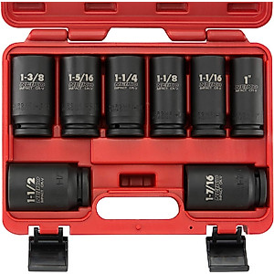 NEIKO 02461A 3/4 Inch Drive Impact Socket Set, SAE 1” to 1-1/2”, 8 PC, Deep/Jumbo Sockets, Chrome Vanadium Cr-V