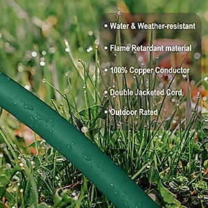 EVERSIMPLEINC 1 to 3 Splitter Extension Cord (Combined 40 FT, End to End 28 FT), 3 Prong Plug with 3 Extended Outlets, with Weatherproof Covers for Indoor and Outdoor,16AWG/3C SJTW, ETL Listed