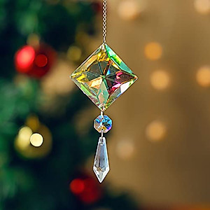 Hanging Crystals Suncatcher with Colorful Prisms Drops Ornament Rainbow Maker Chandelier Pendant for Home Garden Decor Protection