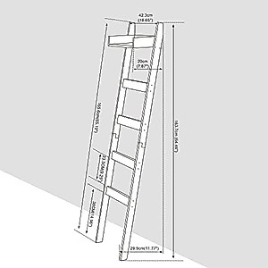WTZ Blanket Ladder, 5-Layer Towel Racks, with Shelf Board, Blanket Holder with Anti Slip Construction Home Decor, Decorative Blanket, Quilt, Towel, Scarf Ladder Shelves for, Bedroom, Bathroom, White