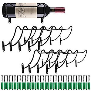 HighFree Wall Mounted Wine Racks 10 Pack Iron Wine Bottle Display Holder Rack Hanging Wine Organizer Rack with Screws for Beverages/Liquor Bottles Storage