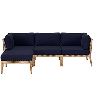 Modway Clearwater Sectional, 4-Piece Set, Gray Navy