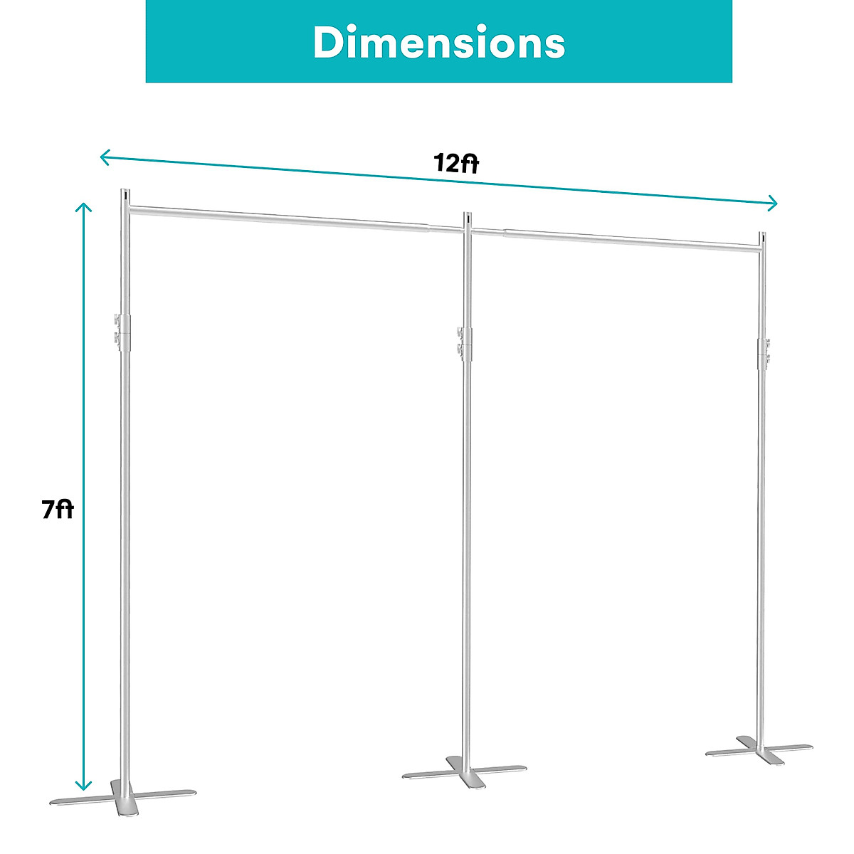 Adjustable Room Divider Rod - 7ft 6in to 12ft Wide, Silver - Perfect for Studio Apartments, Offices, and Bedrooms - Retractable and Freestanding