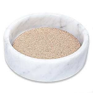 JIMEI Marble Wine Bottle Coaster Wine Bottle Champagne Bottle Coaster Absorbent Cork Holder Bottles and Any Occasion (White)