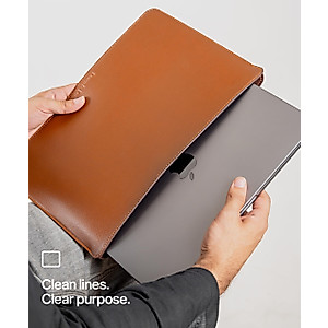Dawn & Dusk 13 inch Laptop Sleeve Compatible with MacBook Pro & MacBook Air, PU Leather, Handmade, Slide-in Edition ©, Brown.