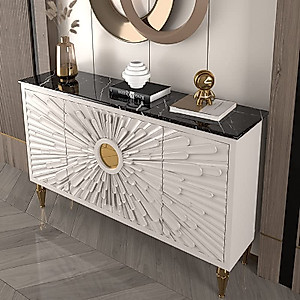 JYDQM Cabinet Minimalist Villa Decoration Locker Solid Wood Wine Cabinet Nordic Marble Side Cabinet