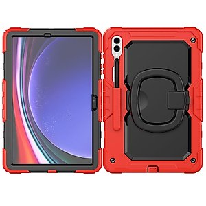 Cover Case Heavy Duty Shockproof TPU Case Compatible with Samsung Galaxy Tab S9 Ultra 14.6 Inch 2023 (SM-X910/X916B/X918U) Kids Case,360 Degree Rotating Handle Stand Bracket W Screen Protector+Shoulde