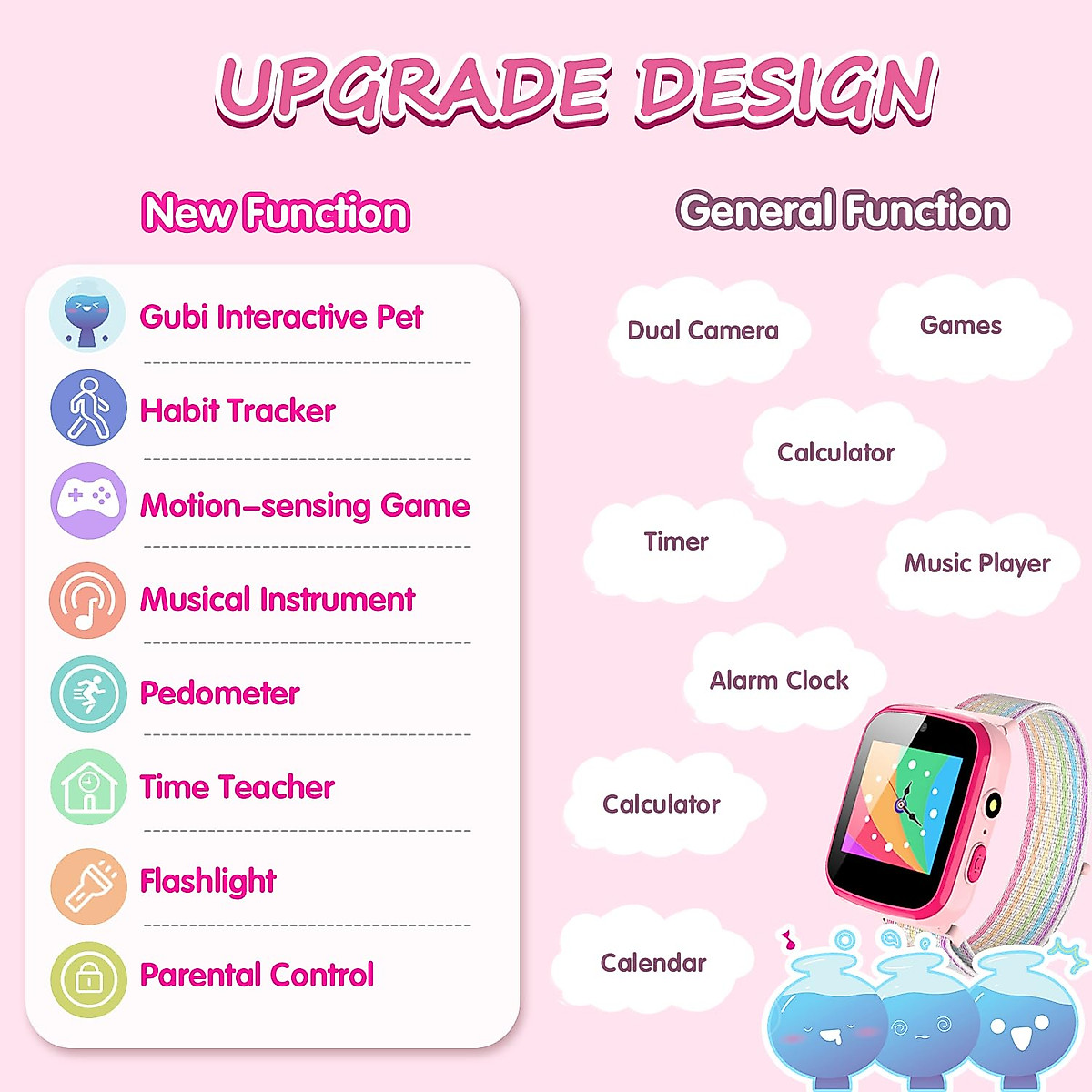 Vakzovy Smart Watch for Kids Gift for Girs Toys Age 6-8, with Video Camera Music Audiobook Games Kids Watches for Girls Ages 8-10 Educational Birthday Gifts for 5 6 7 8 9 10 Year Old Girls