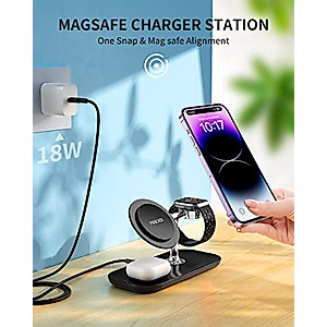 MAKAQI 3 in 1 Mag-Safe Charging Station, Wireless Charger Stand Compatible with Magsafe Charger iPhone 14/13/12, Fast Charging Stand for AirPods Pro 2nd/3/2, Apple Watch Ultra SE 2nd/8/7