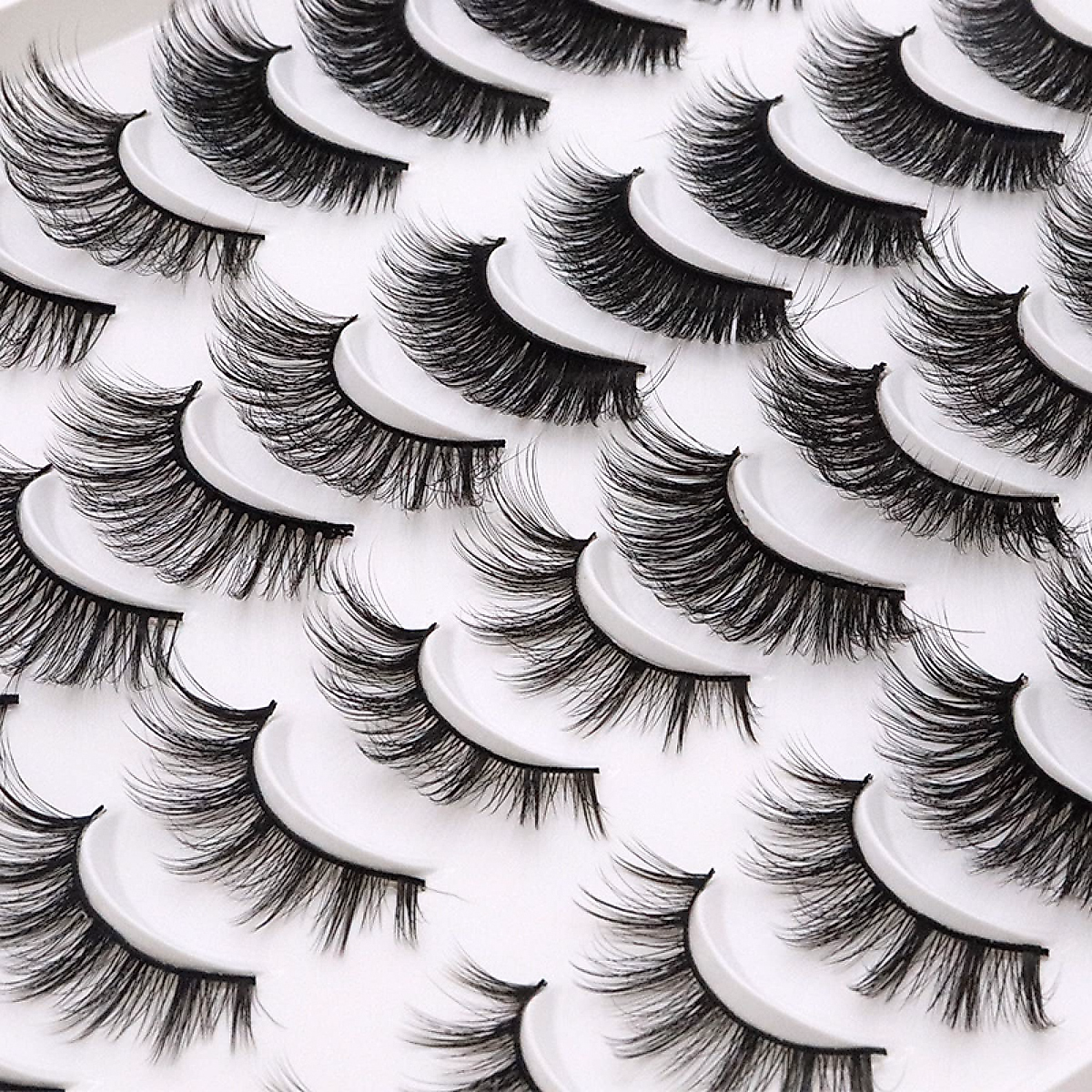 Hipeya 20 Pairs False Eyelashes 20 Styles Mixed Pack Cat Eye Fluffy Eyelashes Pack 3D Volume Multi Layers Insensibility Faux Mink Lashes Packs for Daily Party Show Drama