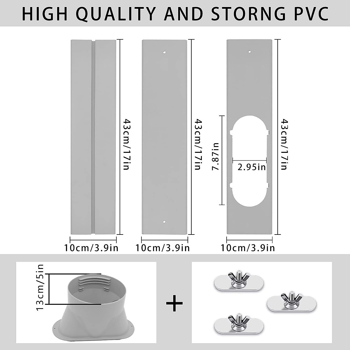 Portable Air Conditioner Window Vent Kit, Adjustable Window Seal Slide Kit Plate for Portable Air Conditioner Kit Sliding Window AC Vent Kit Fit for Exhaust Hose with 5.1"/13cm Diameterr