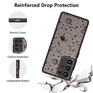 ZTOFERA Compatible with Samsung Galaxy S21 Ultra 5g Case (6.8 Inch), Planet Sky Star Pattern Protective Phone Case Translucent Frosted Hard PC Back Case Silicone Bumper Shockproof Cover - Black Sky