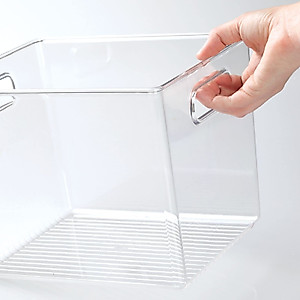 mDesign Large Plastic Bathroom Storage Organizer Bin with Handles - Organization for Bathroom Vanity, Cabinet, Closet Shelf, or Under the Bathroom Sink Organizer - Ligne Collection - 8 Pack - Clear