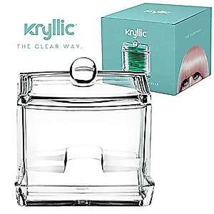 Kryllic Qtip Holder - Qtip Dispenser Cotton Swab Ball Pad Holder Compact Organizer Bathroom Jars Bathroom Containers Qtip Jar Storage Q Tip Holder